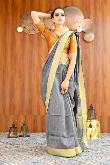 Linen Sarees | Pure Linen Saree Online in India – BharatSthali