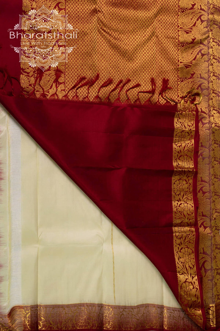 Ivory Color Saree | Ivory Sarees Online at BharatSthali
